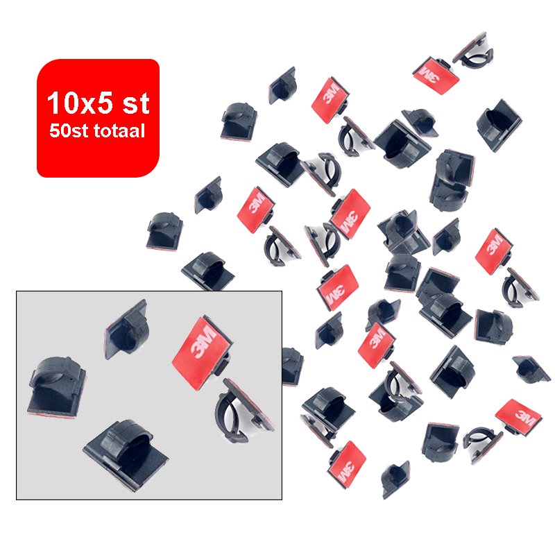 Kabelclips groot verpakking 50 stuks - 123carcam.nl